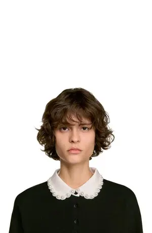 Sandro Beaded Polo-neck Sweater