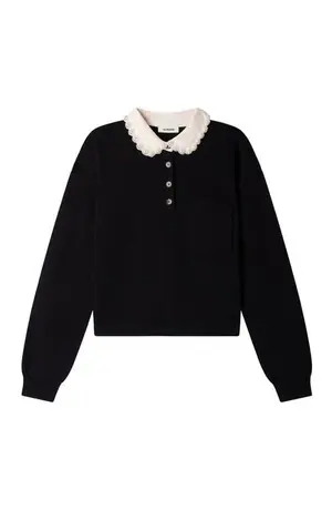 Sandro Beaded Polo-neck Sweater