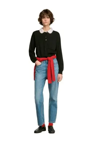 Sandro Beaded Polo-neck Sweater