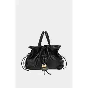 MI BOLSA LONDON Cloud Genuine Pebble Leather Top Handle Bag - Black