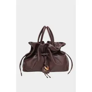 MI BOLSA LONDON Cloud Genuine Pebble Leather Top Handle Bag - Mocha