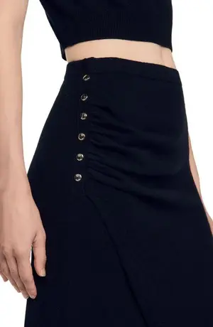Sandro Gathered Knit Skirt