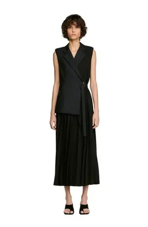Sandro 2-in-1 Wraparound Maxi Dress - Black