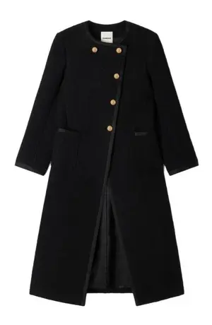 Sandro Tweed Coat With Jewel Buttons