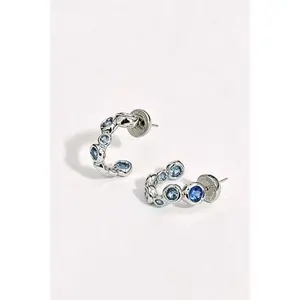 CLASSICHARMS Demi Cubic Zirconia Huggie Hoops - Silver/clear
