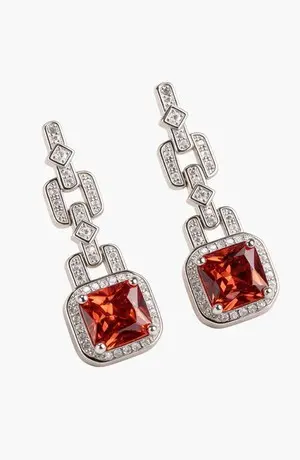 MODENAIRE Geometric Linked Square Statement Drop Earrings