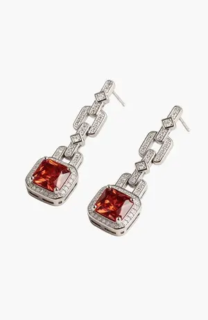 MODENAIRE Geometric Linked Square Statement Drop Earrings