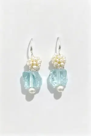 CLASSICHARMS Maris Aquamarine & Freshwater Pearl Earrings - Blue