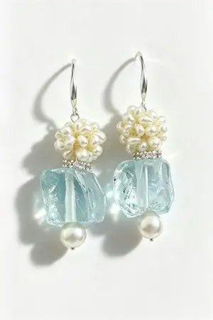CLASSICHARMS Maris Aquamarine & Freshwater Pearl Earrings
