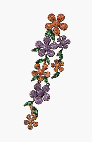 MODENAIRE Crystal Flower Vine Cascading Statement Drop Earrings