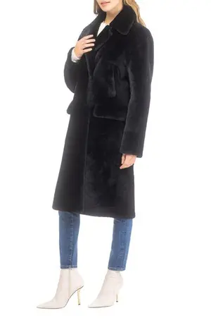 Gorski Genuine Shearling Short Coat With Patch Pockets