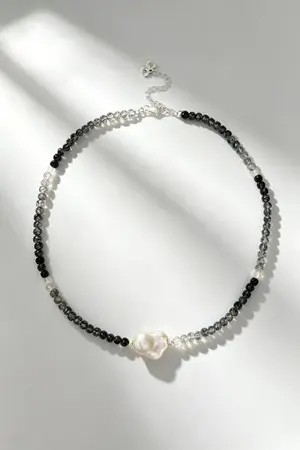 CLASSICHARMS Kora Baroque Pearl & Rutilated Quartz Necklace - Black