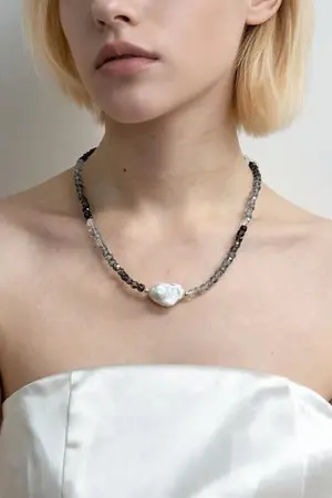 CLASSICHARMS Kora Baroque Pearl & Rutilated Quartz Necklace