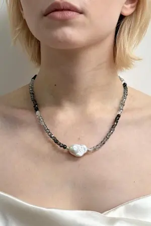 CLASSICHARMS Kora Baroque Pearl & Rutilated Quartz Necklace