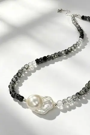 CLASSICHARMS Kora Baroque Pearl & Rutilated Quartz Necklace