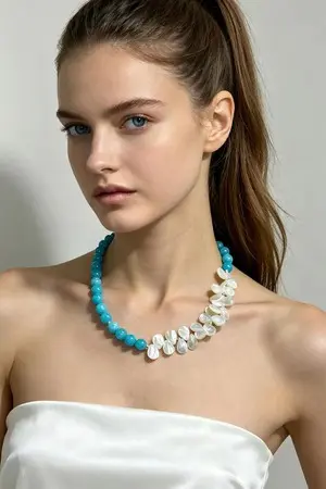 CLASSICHARMS Amazonite & Mother Of Pearl Necklace