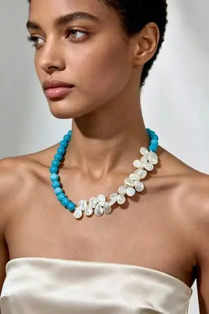 CLASSICHARMS Amazonite & Mother Of Pearl Necklace
