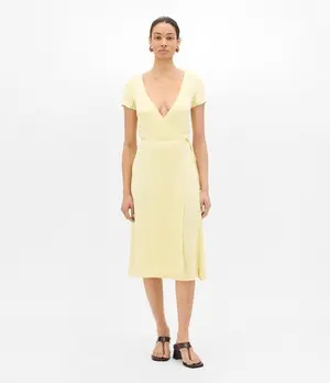Another Tomorrow Fluid Wrap Dress - Honeysuckle