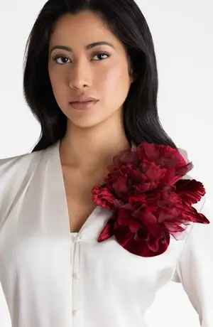 HELENA SIMON The Scarlet Orchid Floral Brooch