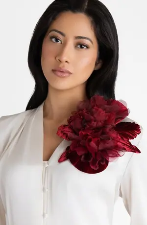 HELENA SIMON The Scarlet Orchid Floral Brooch