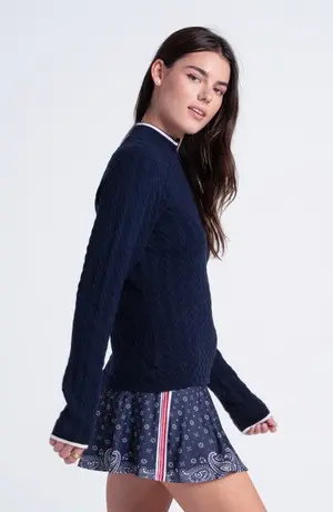 Lucky In Love Womens' Mini Cable 1/4 Zip Sweater