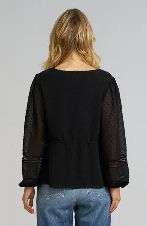 ELLE COLLECTION Lace Detailed Blouse - Black