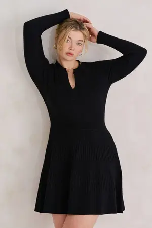 KADA The Woodland Rib Flared Dress - Ink