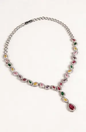 MODENAIRE Crystal Teardrop Necklace And Drop Earring Set