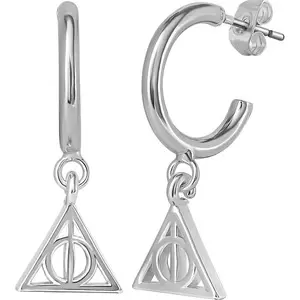 HARRY POTTER Earrings Official License With Dangle Deathly Hallows Charm