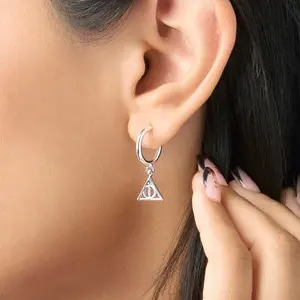 HARRY POTTER Earrings Official License With Dangle Deathly Hallows Charm