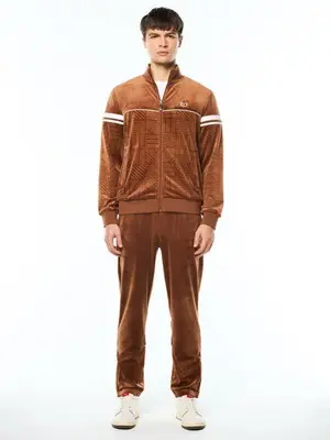 SERGIO TACCHINI Debossed Orion Velour Track Jacket - Tortise Shell