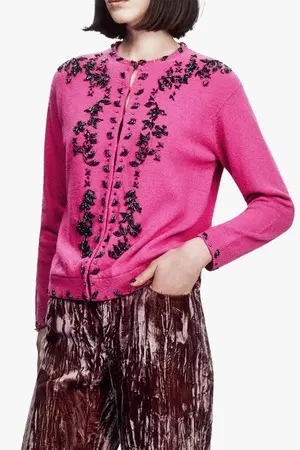 Anna Sui Beaded Knit Cardigan
