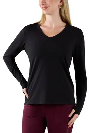 UV SKINZ Long Sleeve V-neck R&r Tee - Black