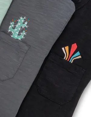 BAJA LLAMA Retro League Slub Pima Pocket Tee