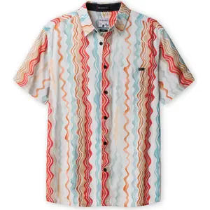 BAJA LLAMA Wavy Stripe Button Up Shirt - Multicolor