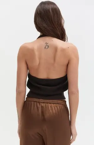 CRESCENT V-neck Halter Surplice Knit Top