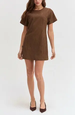 CRESCENT Textured Shift Mini Dress