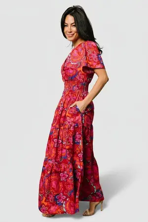 BALTIC BØRN Palmer Tiered Maxi Dress - Red