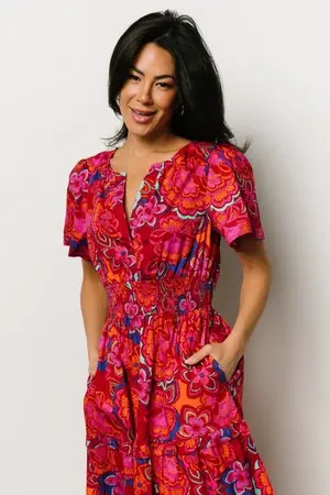 BALTIC BØRN Palmer Tiered Maxi Dress - Red