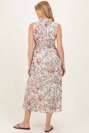 PINKBLUSH Garden Print Sleeveless Shirt Dress
