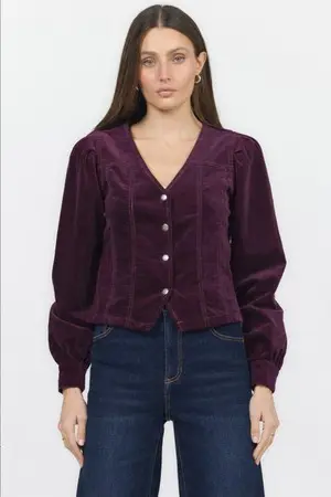 DEAR JOHN Marnie V-neck Corduroy Blouse