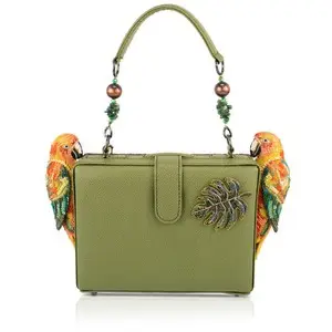 MARY FRANCES ACCESSORIES Feathered Friends Top Handle Handbag