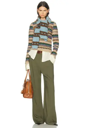Dries Van Noten Team Scarf In Beige - Light Blue