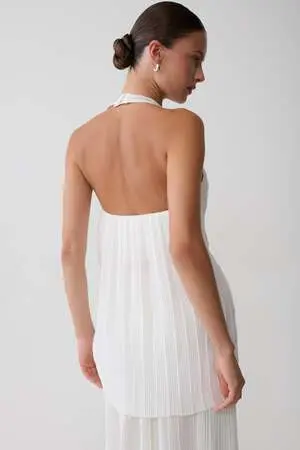 Meshki Jonah Halter Plisse Sleeveless Top