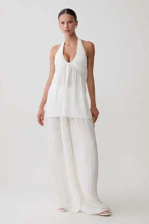 Meshki Jonah Halter Plisse Sleeveless Top