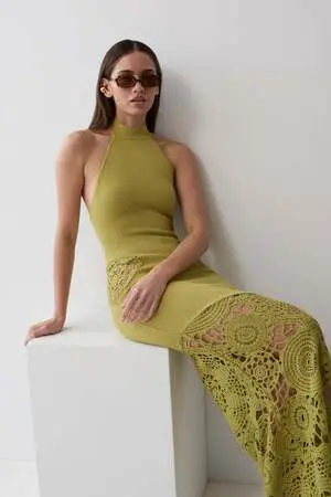 Meshki Clare Crochet Knit Maxi Dress