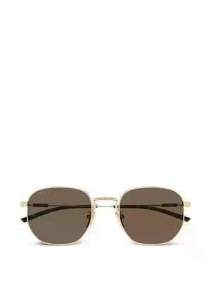 Gucci Web-stripe Geometric-frame Sunglasses - Gold