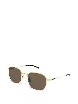 Gucci Web-stripe Geometric-frame Sunglasses
