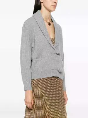 FORTE_FORTE Ribbed-knit Shawl-collar Cardigan