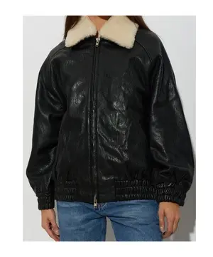 STAND STUDIO Zip-up Leather Bomber Jacket